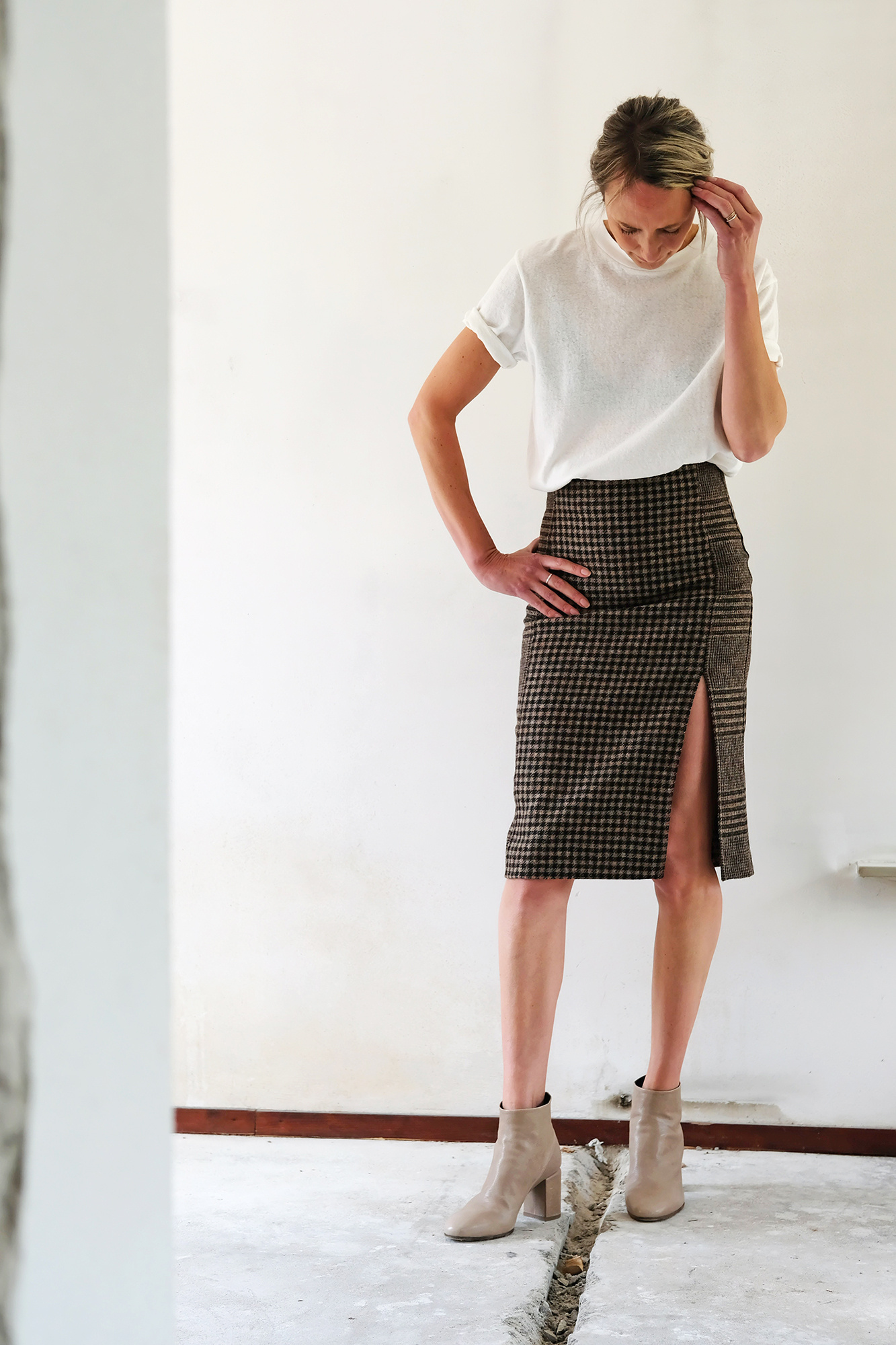 hope pipe skirt beige duo check › rokken | soul-sister